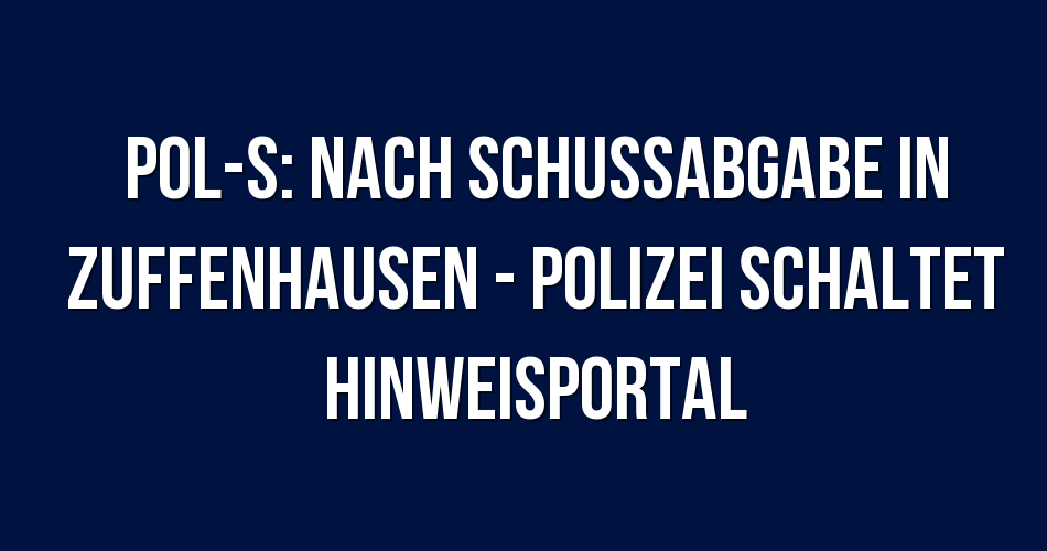 Polizeibericht Stuttgart: POL-S: Nach Schussabgabe in Zuffenhausen - Polizei schaltet Hinweisportal